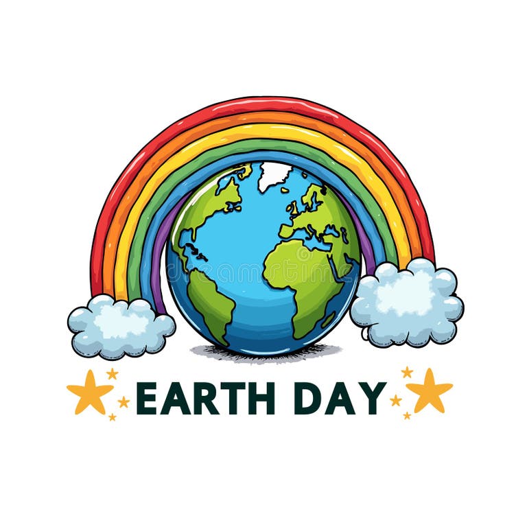 Earth Day Every Day Design with Rainbow Logos Stock Vector ...