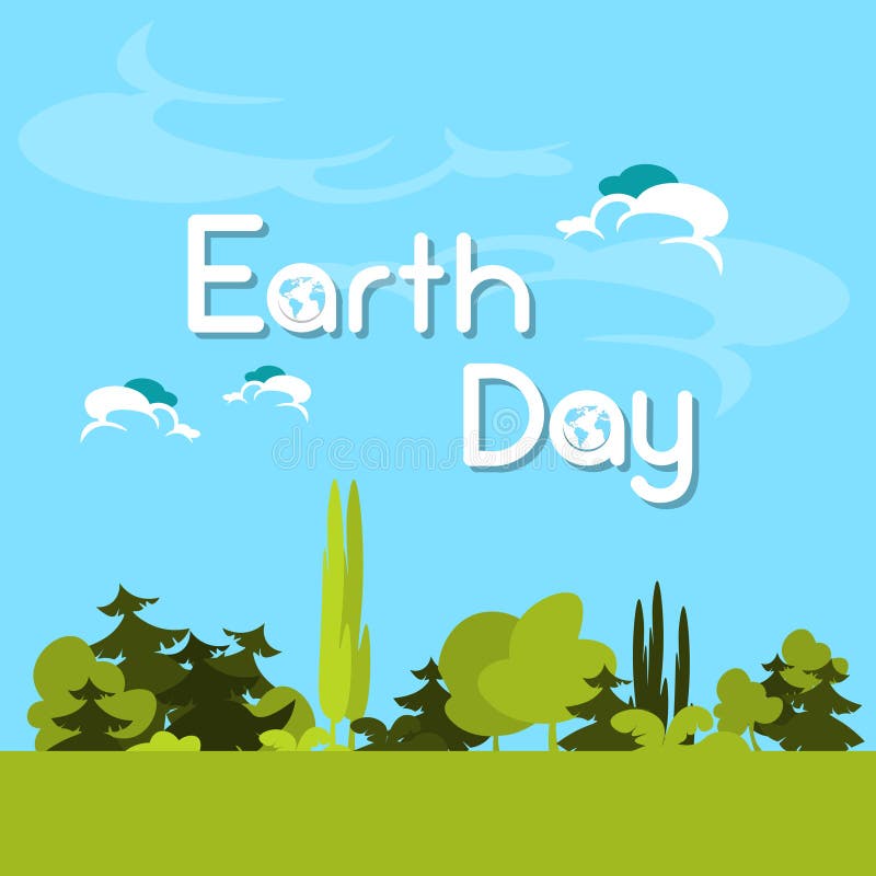 Earth Day Green Forest Tree Nature Landscape Stock Vector ...