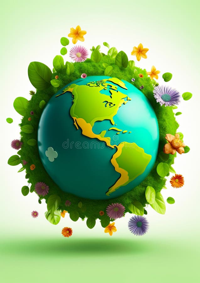 Earth Day. Green Planet Earth Covered in Plants and Flowers. Generative ... Earth Day. Green Planet Earth Covered in Plants and Flowers. Generative ...