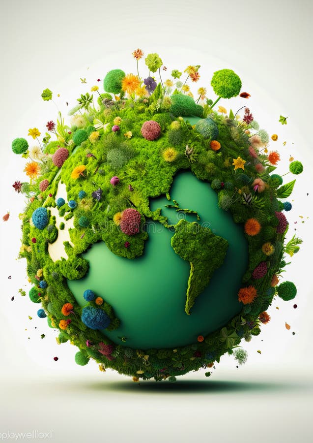 Earth Day. Green Planet Earth Covered in Plants and Trees. Generative ... Earth Day. Green Planet Earth Covered in Plants and Trees. Generative ...