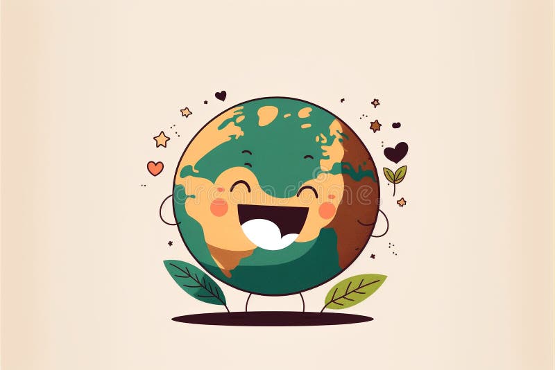 Earth Day. Happy Planet Earth Cartoon Style. Stock Illustration ...