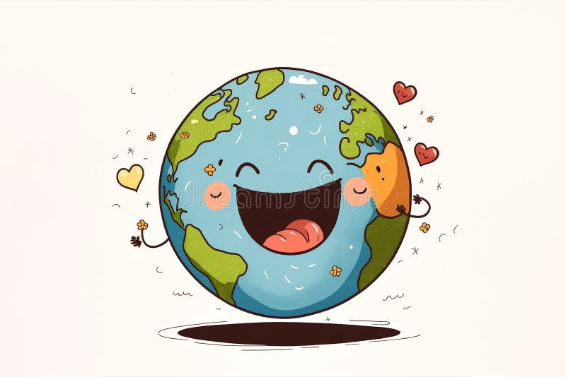 Earth Day. Happy Planet Earth Cartoon Style. Stock Illustration ...