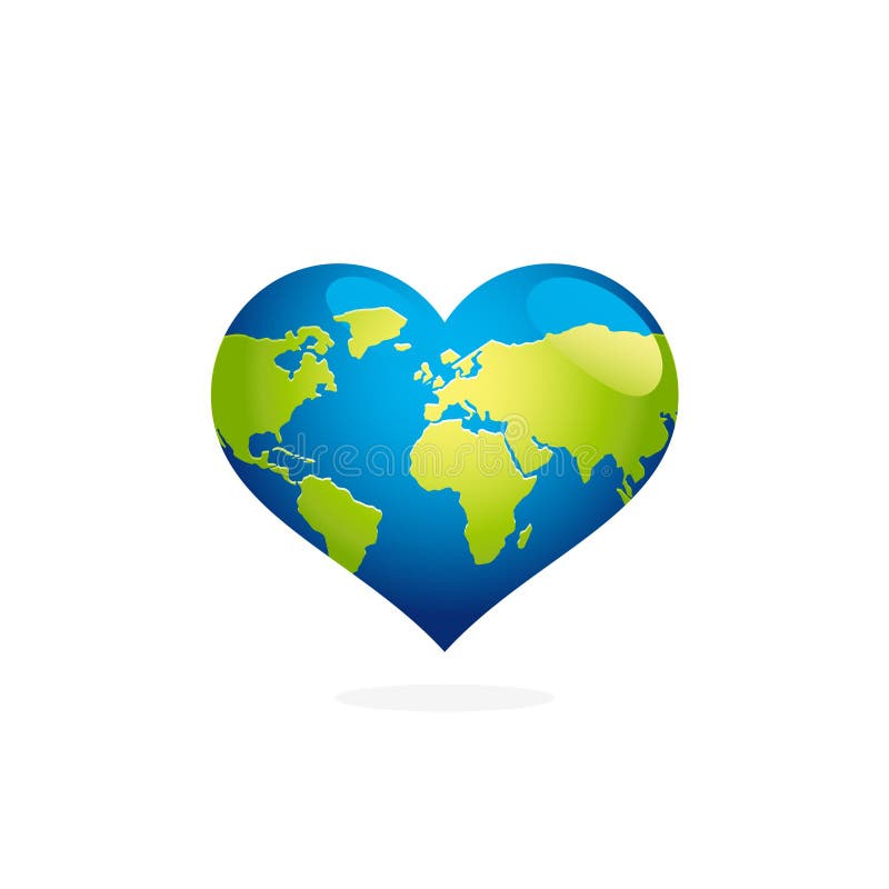 Earth Day Heart Shaped Globe Vector. Blue Planet Map Illustration ... Earth Day Heart Shaped Globe Vector. Blue Planet Map Illustration ...