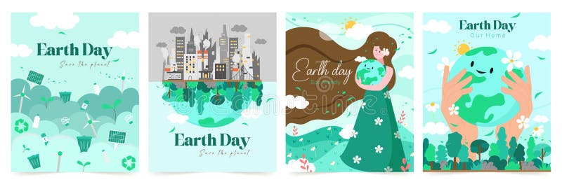 Earth Day Illustration Set, Environmental Problems and Environmental ...