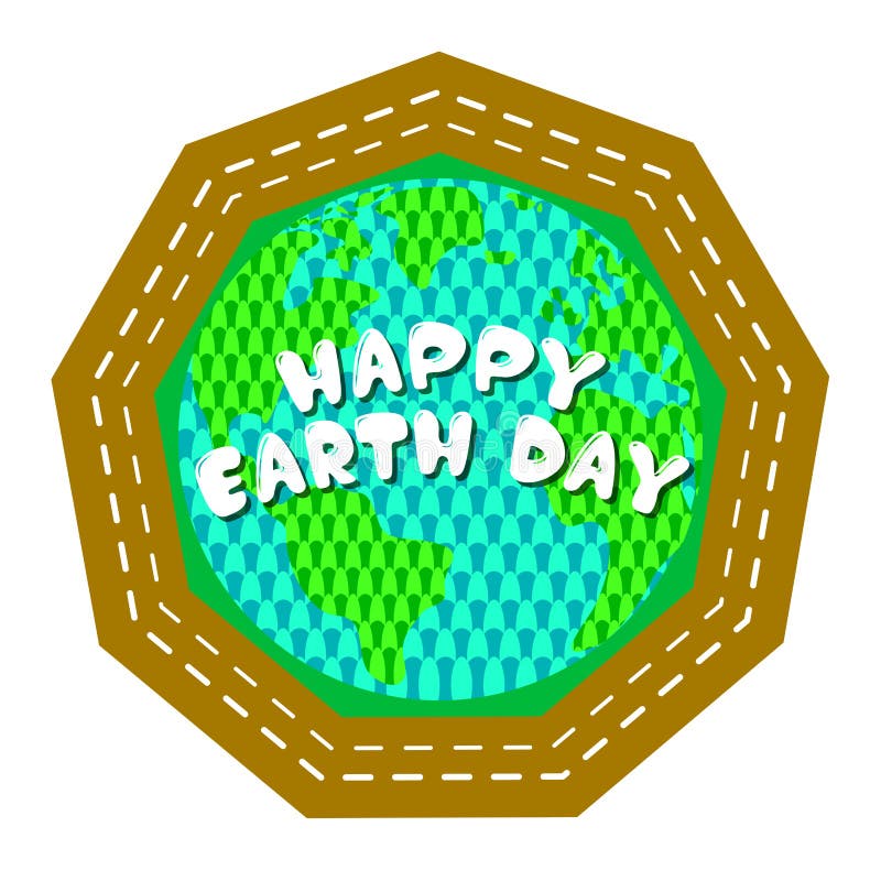 Earth Day Label with a Geometric Planet Stock Vector - Illustration of ...