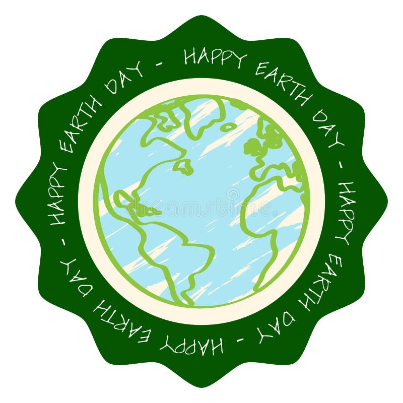 Earth Day Label with a Planet Sketch Stock Vector - Illustration of ...