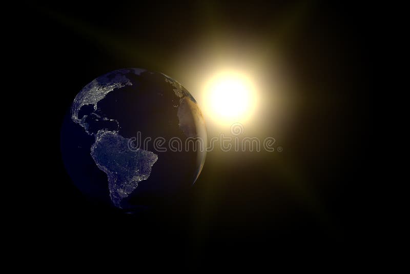 Earth Day And Night With Sun Stock Photo - Image of alone, dark: 46878760