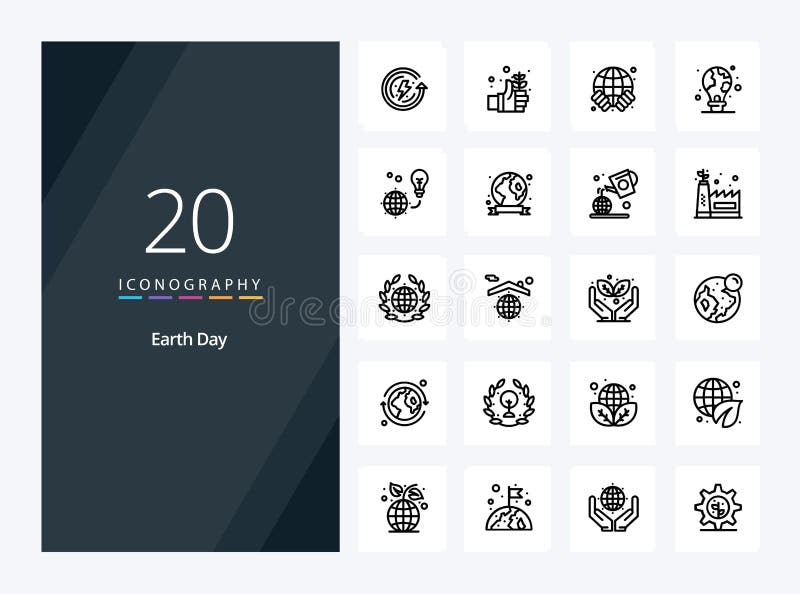 20 Earth Day Outline Icon for Presentation Stock Vector - Illustration ...