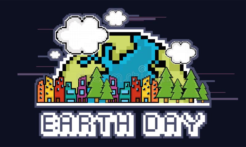 Earth day pixel art stock vector. Illustration of card - 214439193
