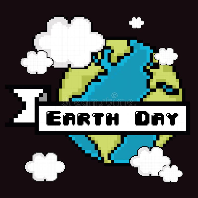 Earth day pixel art stock vector. Illustration of happy - 214438864