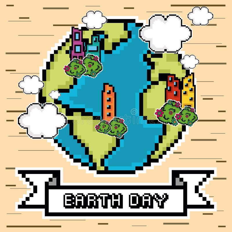 Earth day pixel art stock vector. Illustration of pixel - 214439806