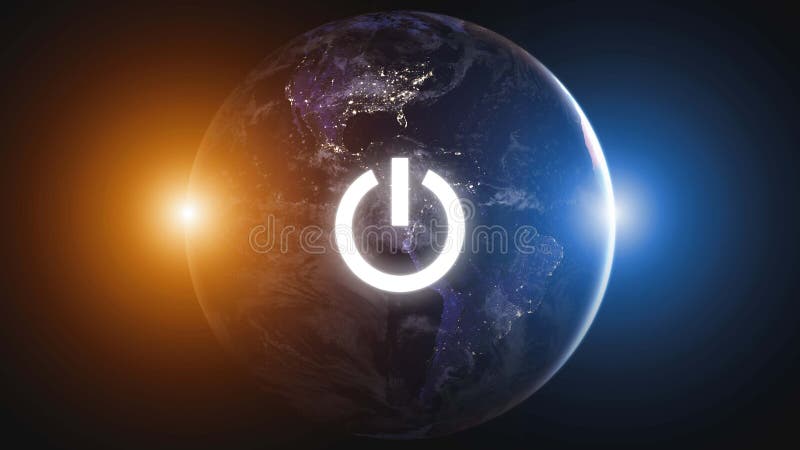 Earth Day.Planet Earth and Electric Power Button Stock Illustration ...