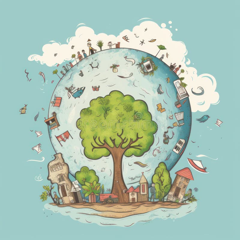Earth Day Poster with Trees Poster Generative AI Stock Illustration ...