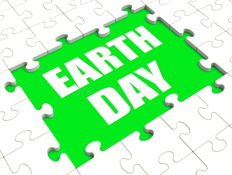 Earth Day Puzzle Shows Environment and Eco Friendly Stock Illustration ...