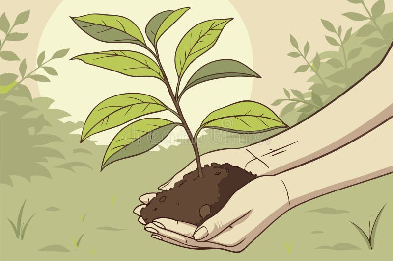 Earth Day Teamwork, Hands Gently Holding a Sapling for Natures Future ...