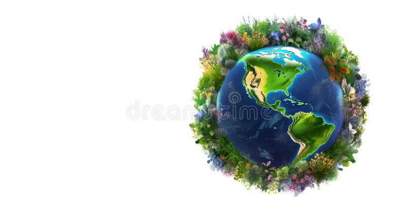 Theme is Ecology Problem, Earth Planet Illustration on White Banner ...