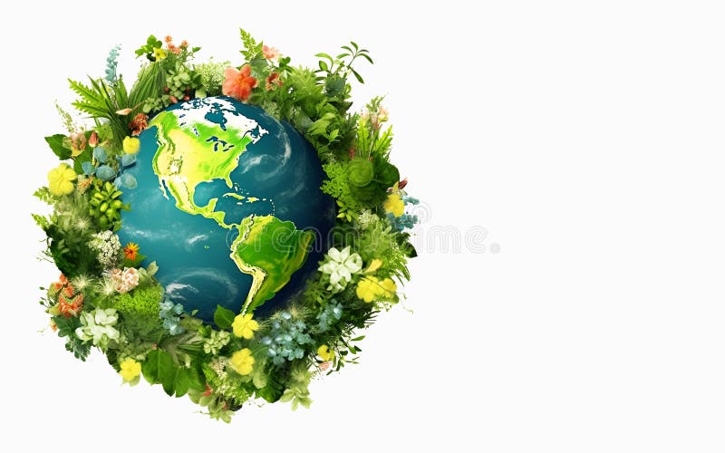 Theme is Ecology Problem, Earth Planet Illustration on White Banner ...