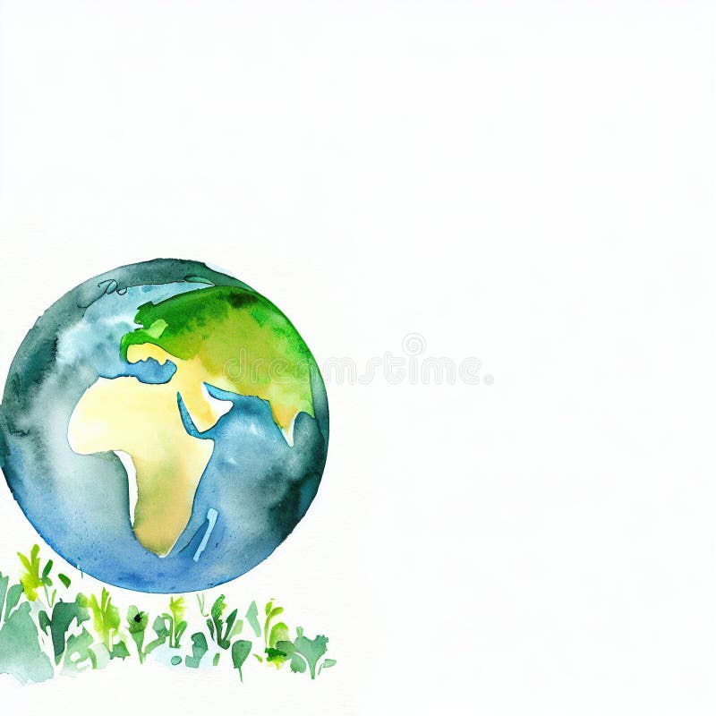 Earth Day Theme, Painted with Watercolor with Generative AI Stock ...