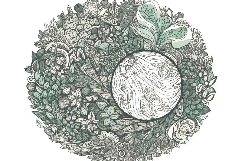 Earth Day Vector Decorative Zentangle Object. Generative AI Stock ...