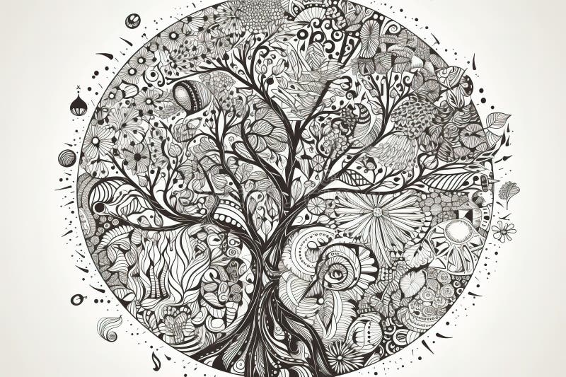 Earth Day Vector Decorative Zentangle Object. Generative AI Stock ...