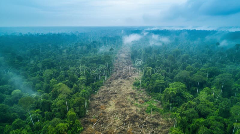 Earth Day View of Deforestation in a Misty Tropical Forest Stock Photo ...