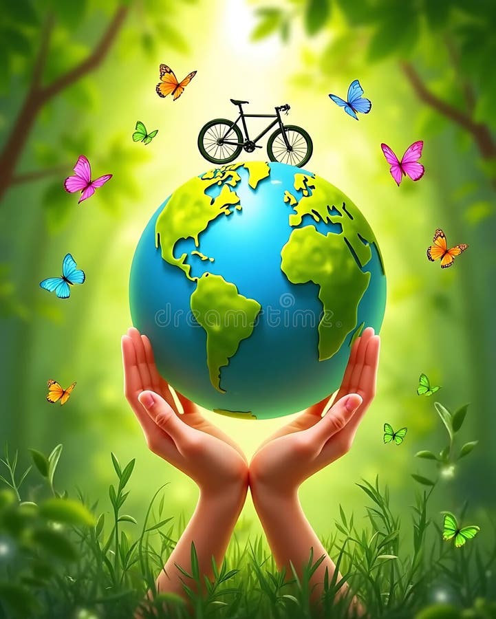 Earth Day Visual Concept Unity for Earth, Recycle, Bike, and Celebrate ...