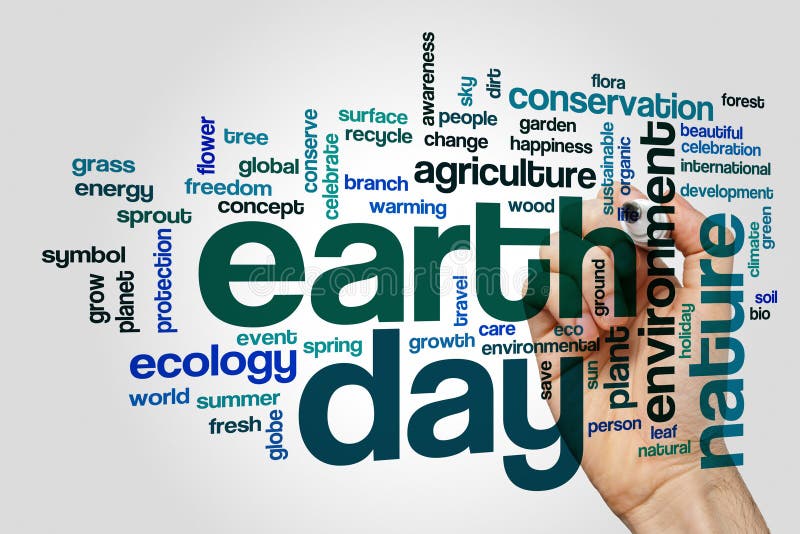Earth Day Word Cloud Concept on Grey Background Stock Image - Image of ...