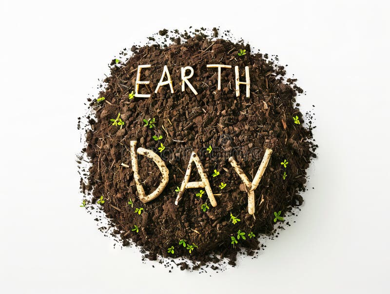 Earth Day Written in Dirt on White Background Stock Photo - Image of ...