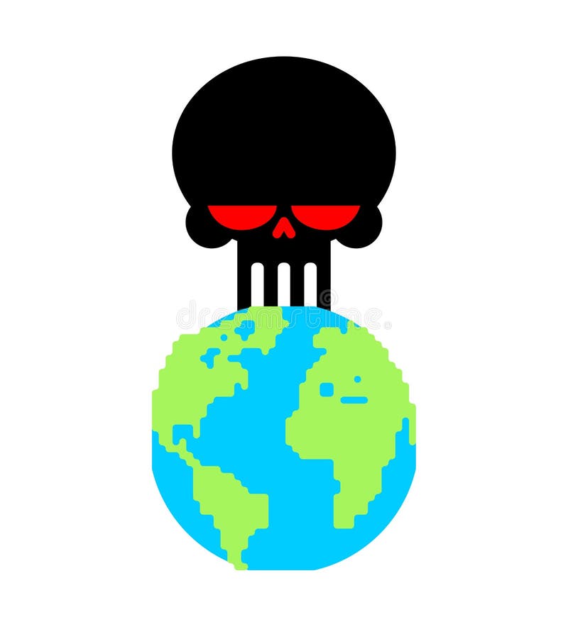 Earth Death Skull To Planet. End of World Stock Vector - Illustration ...