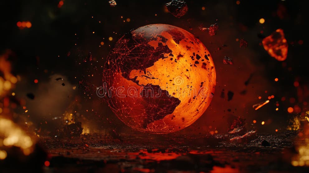 The Earth is Depicted As a Digital Sphere Rotating in Space, with a ...