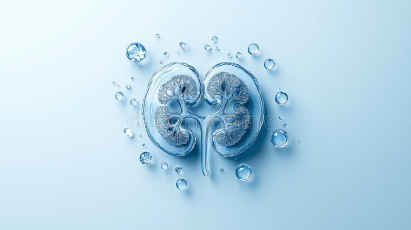 Earth Depicted As a Human Kidney with Water Droplets on a Soft Blue ...