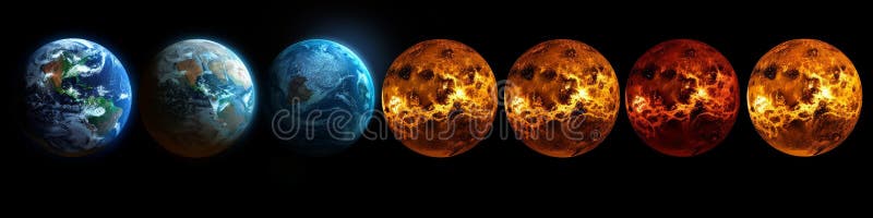 The Earth is Depicted in Various Phases of Its Formation Stock Image ...