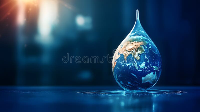 Earth Depicted in a Water Droplet Stock Illustration - Illustration of ...