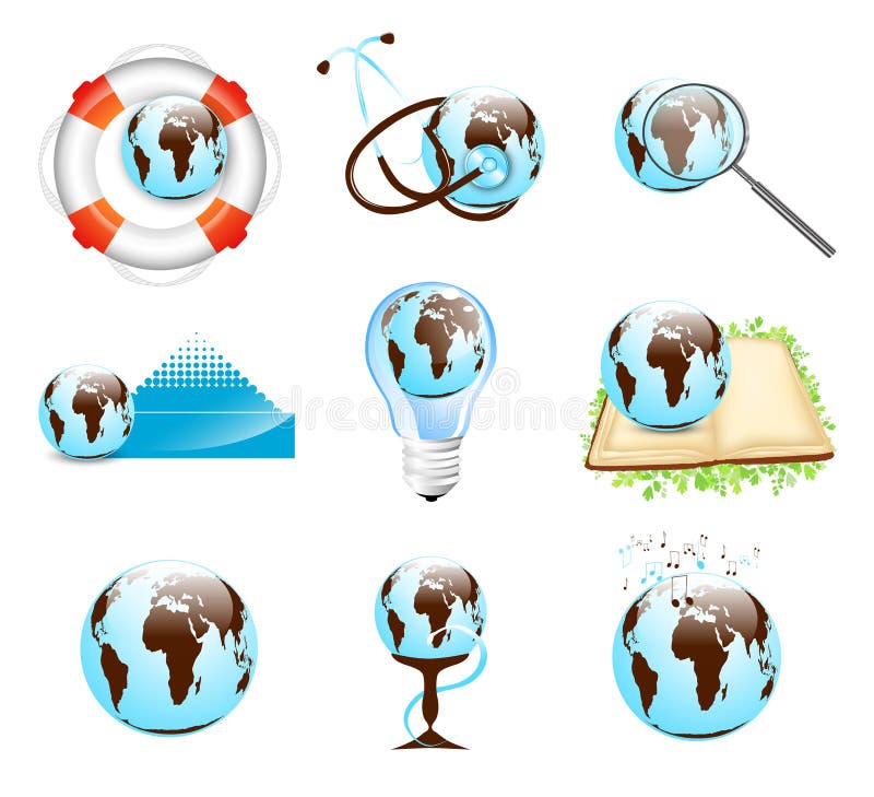 Earth Designs Set stock illustration. Illustration of international ...