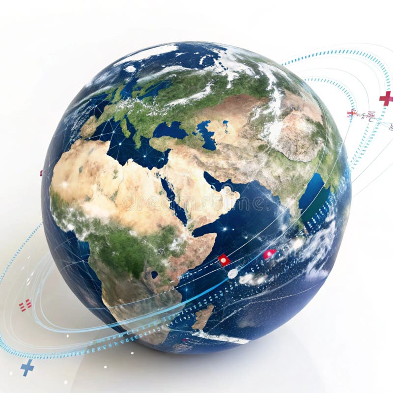 Earth with Digital Elements Like Pixels and Data Streams Highlighting ...