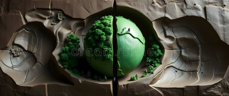 Earth Divided: Nature Vs. Industry - a Stark Visual Commentary Stock ...