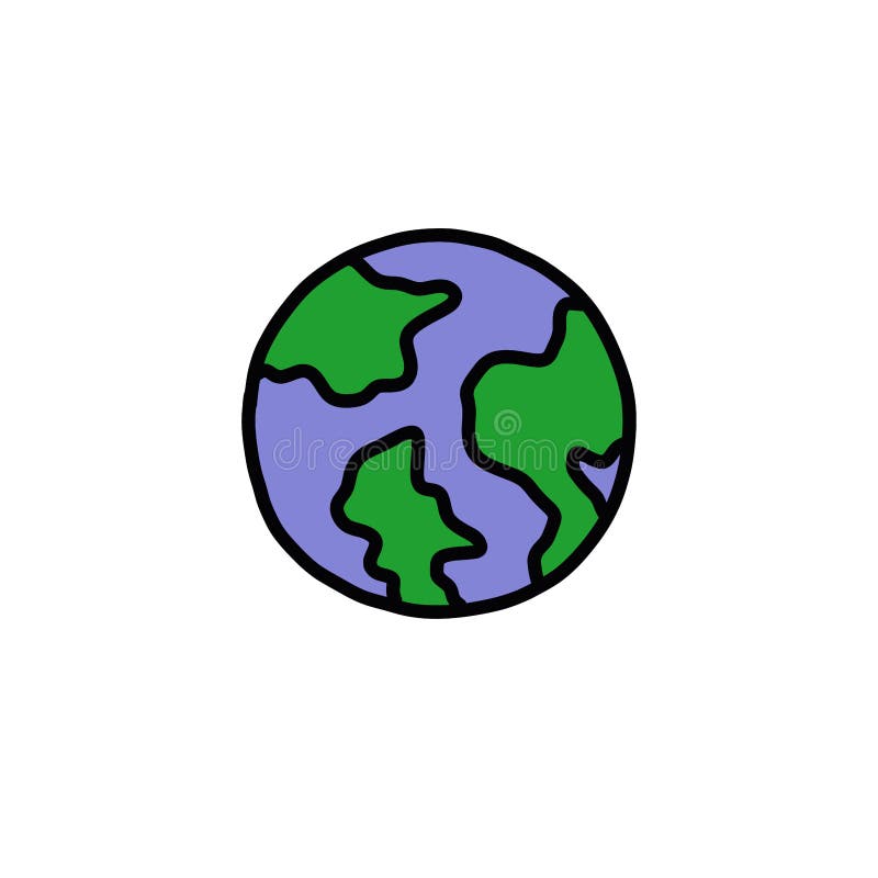 Earth Doodle Icon, Vector Color Illustration Stock Illustration ...