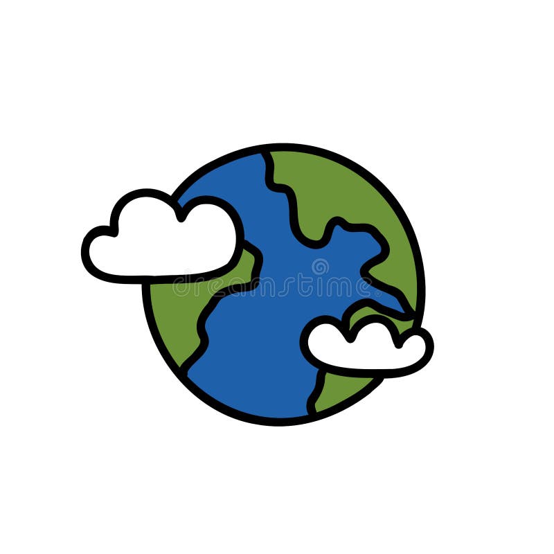 Earth Doodle Icon, Vector Color Line Illustration Stock Vector ...