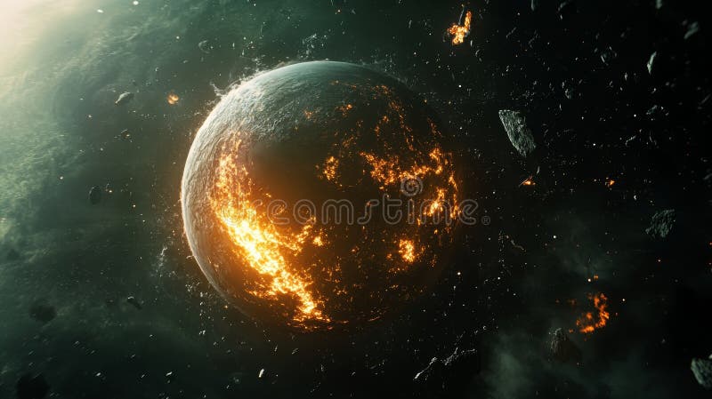 The Earth is Dramatically Portrayed Amidst a Backdrop of Devastation ...