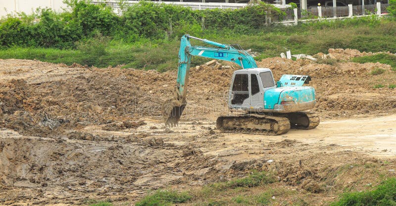 Earth Drill, Pneumatic Drill, Excavator Work in Construction Site Stock ...