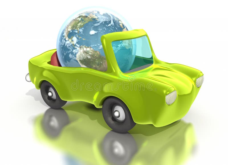Earth Driving Green Convertible Car Stock Illustration - Illustration ...