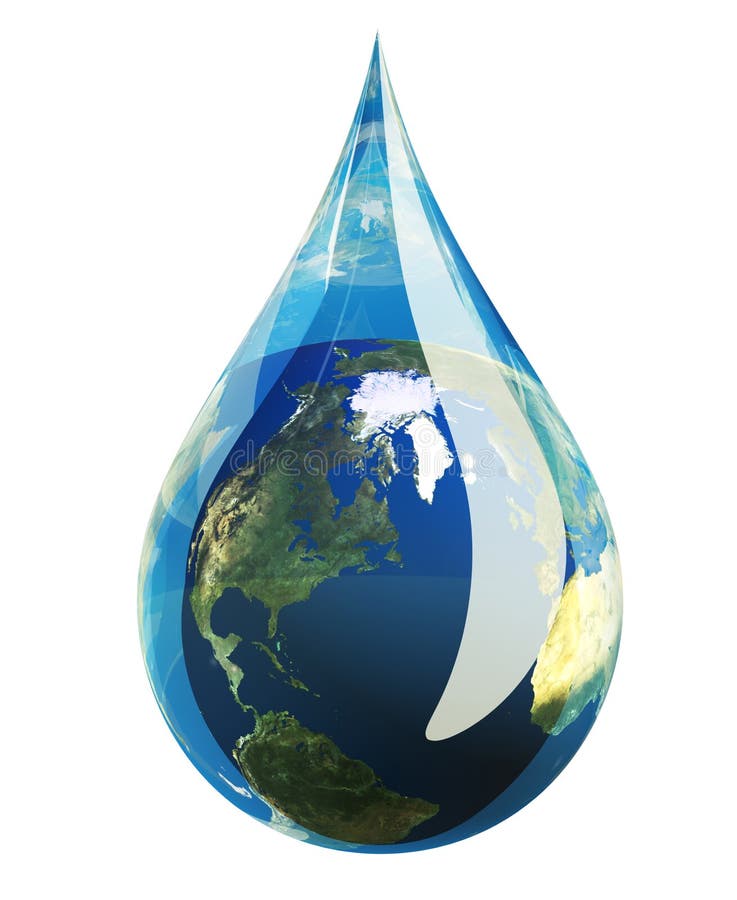 Water droplet with globe stock vector. Illustration of environment ...