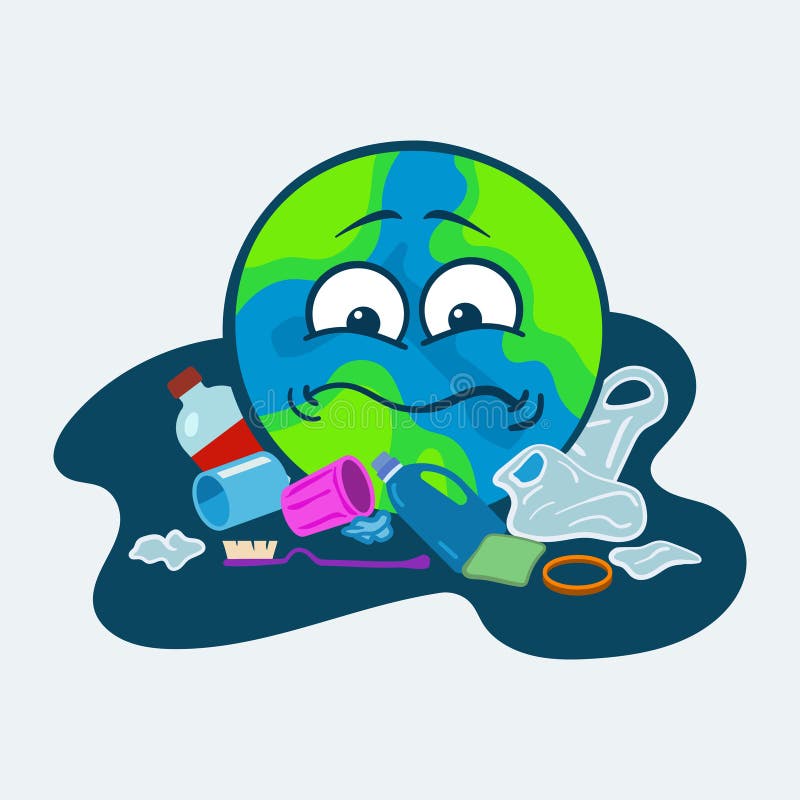 Earth Drowning in Plastic stock vector. Illustration of ecosystem ...