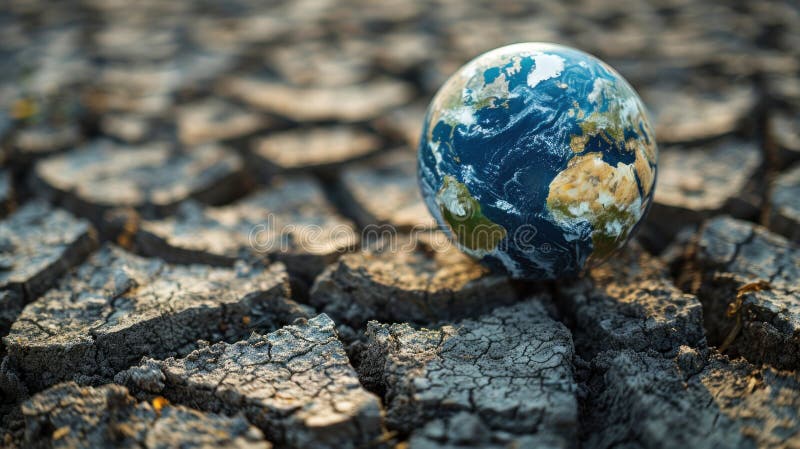 Earth on Dry Soil Concept Climate Change Impact on Planet Stock Image ...