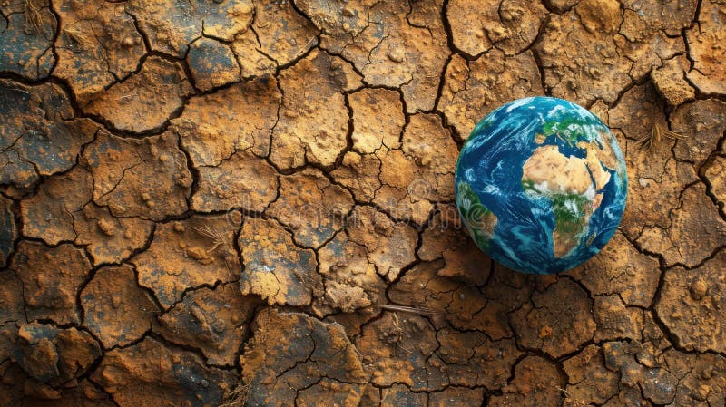 Earth on Dry Soil Concept Climate Change Impact on Planet Stock Image ...