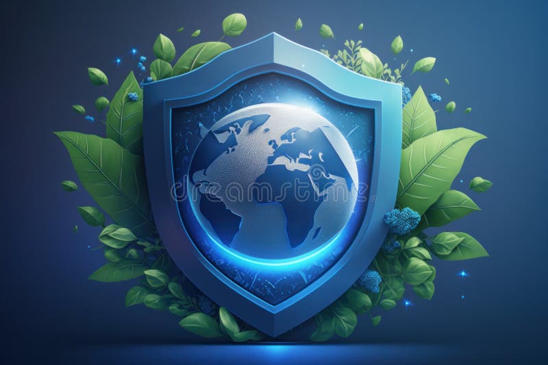 Earth with Eco Protection Shield Background, Save the World Concept ...