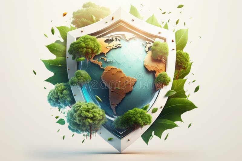 Earth with Eco Protection Shield Background, Save the World Concept ...