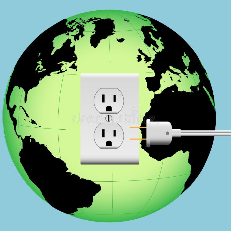 EARTH Electric Plug Outlet Energy Globe Stock Vector - Illustration of ...
