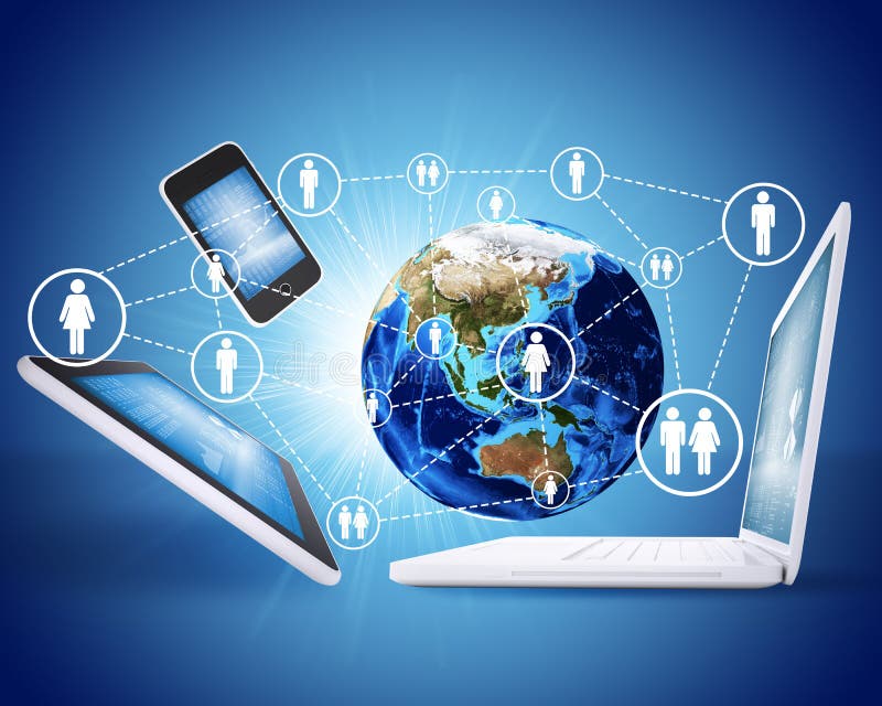 Earth and Electronics. Concept of Communication Stock Image - Image of ...