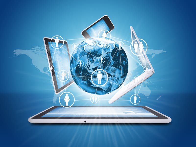 Earth and Electronics. Concept of Communication Stock Photo - Image of ...